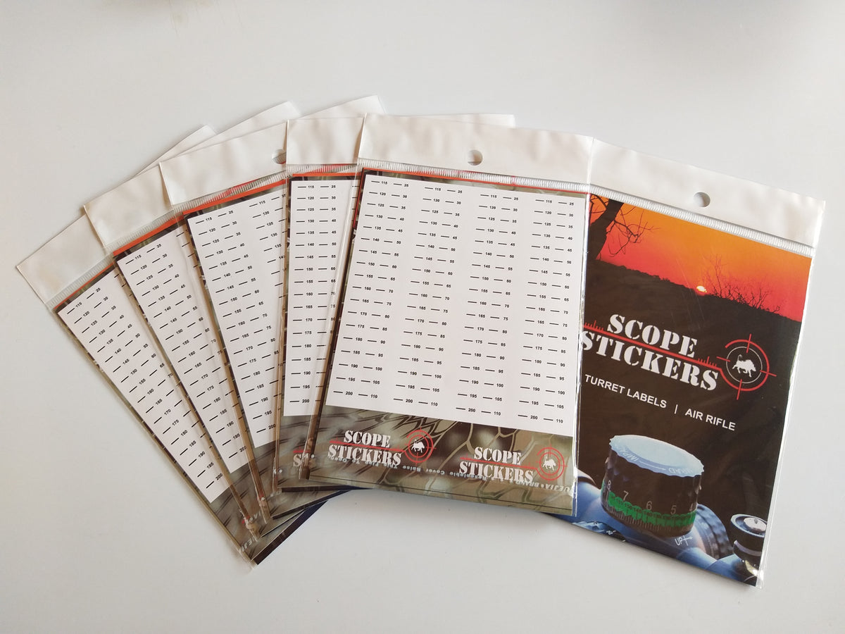 Airgun turret labels (200m/yrd) SIDEWAYS numbers – Scope Stickers