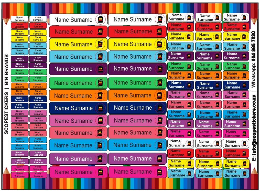 School & Stationary Name Labels (A3 - 125 labels) – Scope Stickers